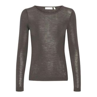 Inwear Braun Melange Langarm T-Shirt - - Tops - Damen - Braun - 2XL