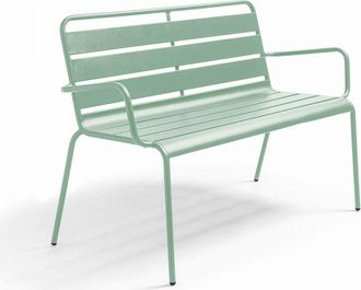 Oviala Oviala - Banc de jardin en m&eacute;tal vert sauge - Palavas