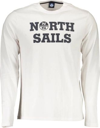 North Sails Homme, Tops, Blanc, Taille: 3XL T-shirt Manches Longues Blanc Imprim&eacute; Logo