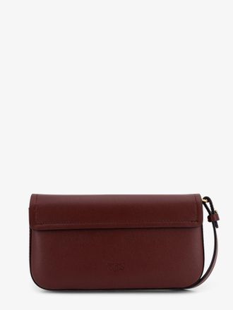 Pinko Womens Saddle Flat Leather Crossbody Bag Red Shoulder