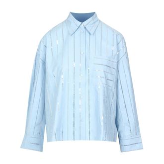 Pennyblack Shirt mit Paillettenstickerei und V-Ausschnitt - - Blouses & Shirts - Damen - Blau - XS