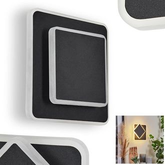 HOFSTEIN LED Wandleuchte Orchaise, moderne Wandlampe aus Metall/Kunststoff in Schwarz/Weiß, eckige Leuchte mit verstellbarem Schirm und Lichteffekt an der Wand