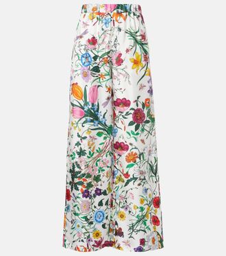 Gucci Palazzo-Hose Flora aus Seiden-Twill