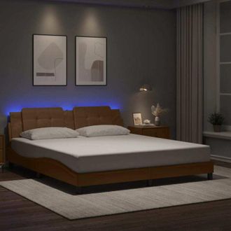 vidaXL Bettgestell mit led ohne Matratze Zadar Cappuccino-Braun 180x200 cm Kunstleder Vidaxl