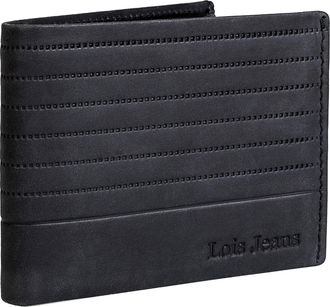 Lois Herren Geldbörse Echtleder RFID Schutz - Herren Leder Geldbörse Klein oder Groß - Portemonnaie Herren Echtleder mit Kartenfächern, Schwarz