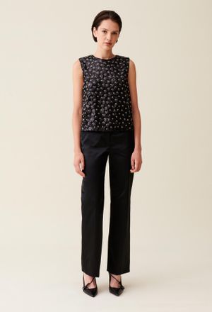 Claudie Pierlot Top noir sequins brod&eacute;s dos ouvert