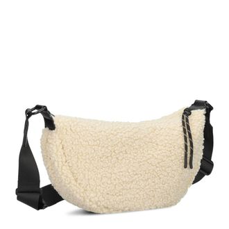 zwei Damen Handtasche Teddy TED50 Moon-Bag 3 Liter Kuschelige Trend-Tasche aus Teddy-Kunstfell in Halbmond-Form vielseitig als Crossbody-Bag Schultertasche