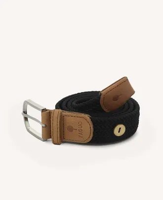 Faguo Ceinture tress&eacute;e noir et argent&eacute;