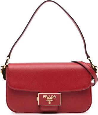 Prada Hobo Bags - Saffiano Lux Embleme Satchel - Gr. unisize - in Rot - für Damen