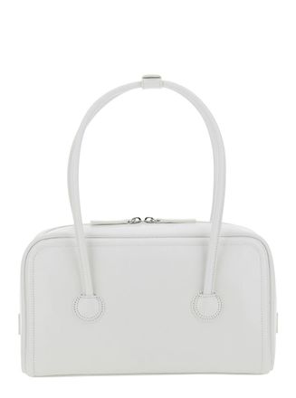 Margesherwood Womens Shoulder Bag Soft Boston Small White Leather Cow