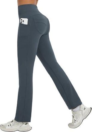 Baleaf Pantalon thermique dhiver en polaire pour femme - Pantalon de yoga chaud - Legging de sport, gris, L