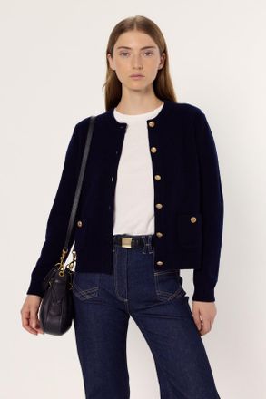 Gerard Darel Gilet en laine &agrave; boutons dor&eacute;s - ELOISE - Marine