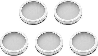 Cabilock 5Pack Sieb Deckel für Einmachglas Sprossen-Keimgerät Normalem Mund Einmachgläser Deckel aus 304 Edelstahl für Keimgerät für Sprossen Broccoli Luzerne 