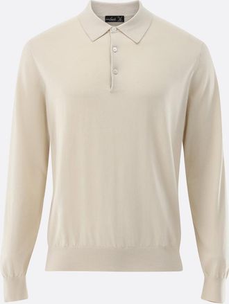 van Laack Langarm Strick-Poloshirt mit Baumwolle und Seide