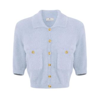 Elisabetta Franchi Mini Cardigan mit Schmuckkn&ouml;pfen - - Knitwear - Damen - Blau - M