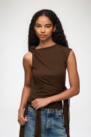 Ganni Haut en maille chin&eacute;e - Taille 38 Marron - Pour Femme