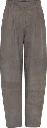 Bruuns Bazaar Femme, Pantalons, Gris, Taille: W34 Leather Pantalons
