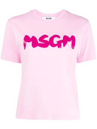 Msgm t-shirt en coton à logo imprimé - Rose