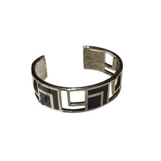Lancel Art Deco Style Cilver & Black Cuff Size S