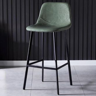 Generic Moderner Gr&uuml;ner Barhocker mit R&uuml;ckenlehne, Lederbezug, Armloser Hoher Esszimmerstuhl f&uuml;r K&uuml;cheninsel, Modernes M&ouml;belst&uuml;ck mit Metallbeinen