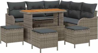vidaXL Vidaxl - Set Divano Da Giardino 9 Pcs Grigio 110 X 55 X 71 Cm