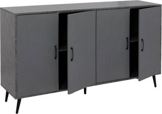 Hhg Sideboard 688, Kommode Schrank Highboard Anrichte, 3D-Design Melamin Holz, 88x150x40cm Marmor-Optik grau