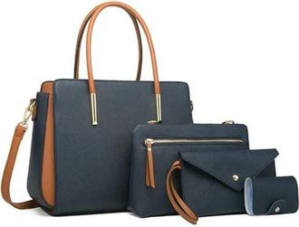 Generic NYSBH Lot de 4 sacs &agrave; bandouli&egrave;re de luxe pour femme, couleur bonbon, cuir PU rigide, sacs &agrave; main &eacute;l&eacute;gants pour dames, Sac bleu