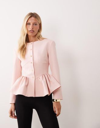 Miss Selfridge blazer corset &agrave; basque rose