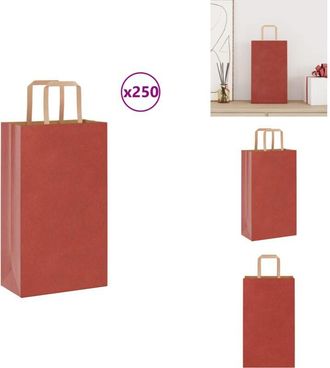 vidaXL Papiertragetaschen 250 Stk. mit Henkeln Rot 21x11x36 cm - Papiertragetasche - Papiertragetaschen - Papiert&uuml;te - Kraftpapiert&uuml;te