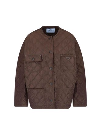 Prada Quilted Button Jacket In Re-Nylon