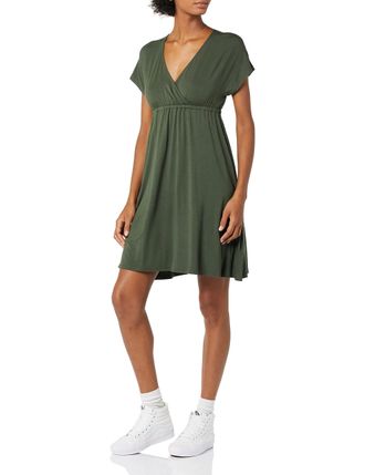 Amazon Essentials Damen Surplice-Kleid (Erhältlich in Übergröße), Dunkles Olivgrün, XXL