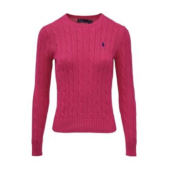 Ralph Lauren Femme, Pulls, Rose, Taille: 42 FR Pull en coton &agrave; torsades et col rond