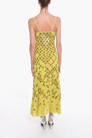 Bottega Veneta SALON 01 Flare-Kleid aus Viskose-H&auml;kel mit perlenbesetztem Blumenmotiv Bottega Veneta
