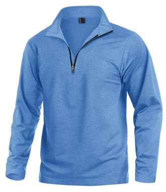 KEFITEVD Wanderpullover Herren Atmungsaktiv Fleece Langarmshirt Sport Shirt Winter Ski Shirt Laufoberteil Stehkragen Fahrrad Pullover Lauf Bekleidung Männer He