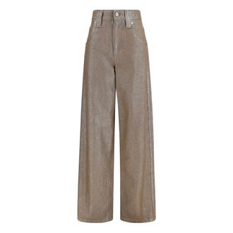 Brunello Cucinelli Jean Large Lurex - Femme - Jeans - Beige - Taille: 42 FR