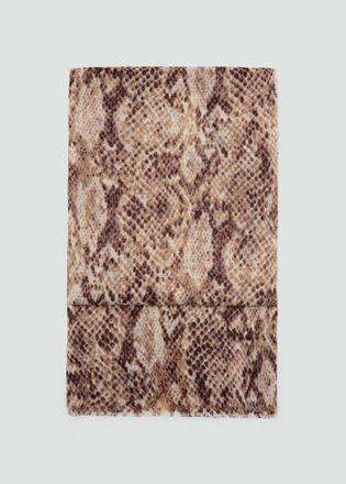 Mango Foulard imprim&eacute; &agrave; finitions effiloch&eacute;es marron - Femme - Taille unique - MANGO