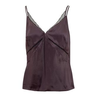 HUGO BOSS Femme, Tops, Violet, Taille: 46 FR Caraco &agrave; Bordure en Dentelle en Satin