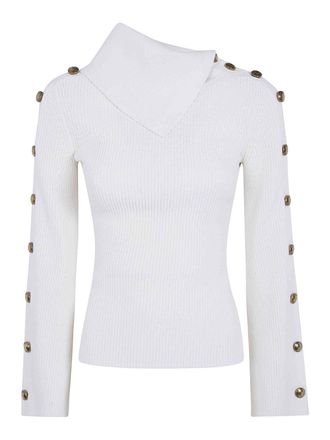 Elisabetta Franchi Pull Col Rond - Blanc