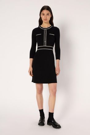 Gerard Darel Robe courte en maille bicolore - LANI - Noir