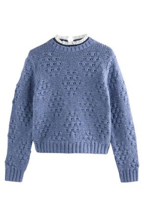 Next Strickpullover Pullover mit Ziern&auml;hten, R&uuml;schenkragen und Wolle (1-tlg)