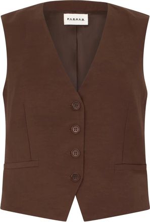 P.A.R.O.S.H. P.a.r.o.s.h., Femme, Vestes, Brun, Taille: 38 FR Gilet Boutonn&eacute; &agrave; Col en V