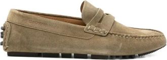 Emporio Armani Homme, Chaussures, Beige, Taille: 42 1/2 EU Mocassins de conduite en daim