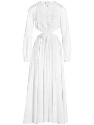 Giambattista Valli robe longue en popeline à découpes - Blanc