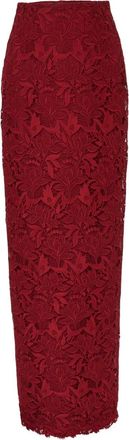 Carolina Herrera jupe longue à fleurs en dentelle - Rouge