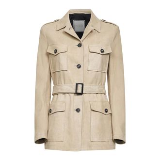 Tagliatore Femme, Vestes, Beige, Taille: 36 FR Veste en agneau boutonn&eacute;e et ceintur&eacute;e