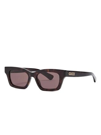 Gucci lunettes de soleil &agrave; monture rectangulaire - Marron
