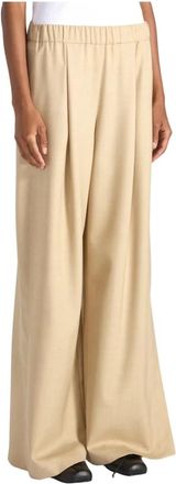 Liviana Conti Femme, Pantalons, Beige, Taille: 40 FR Pantalon Palazzo en Gabardine de Laine