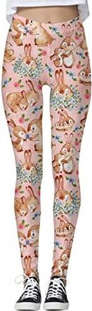 Generic Legging de sport 2026 pour femme - Confortable - Imprim&eacute; oeuf de P&acirc;ques - Taille haute - Contr&ocirc;le du yoga - Sport, rose, S