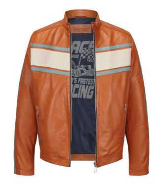 Milestone Lederjacke MSLambert Racing Jacke im Retro Design aus Lammleder