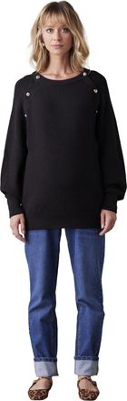 Envie de Fraise Feinstrick-Pullover mit Kn&ouml;pfen f&uuml;r Schwangerschaft und Stillzeit schwarz 32/34